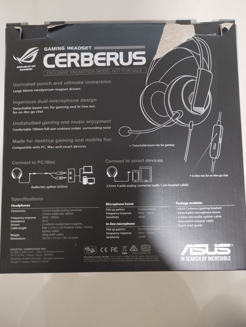 Asus Gaming Headset Cerberus.Wired, Audio, Headphones & Headsets on ...