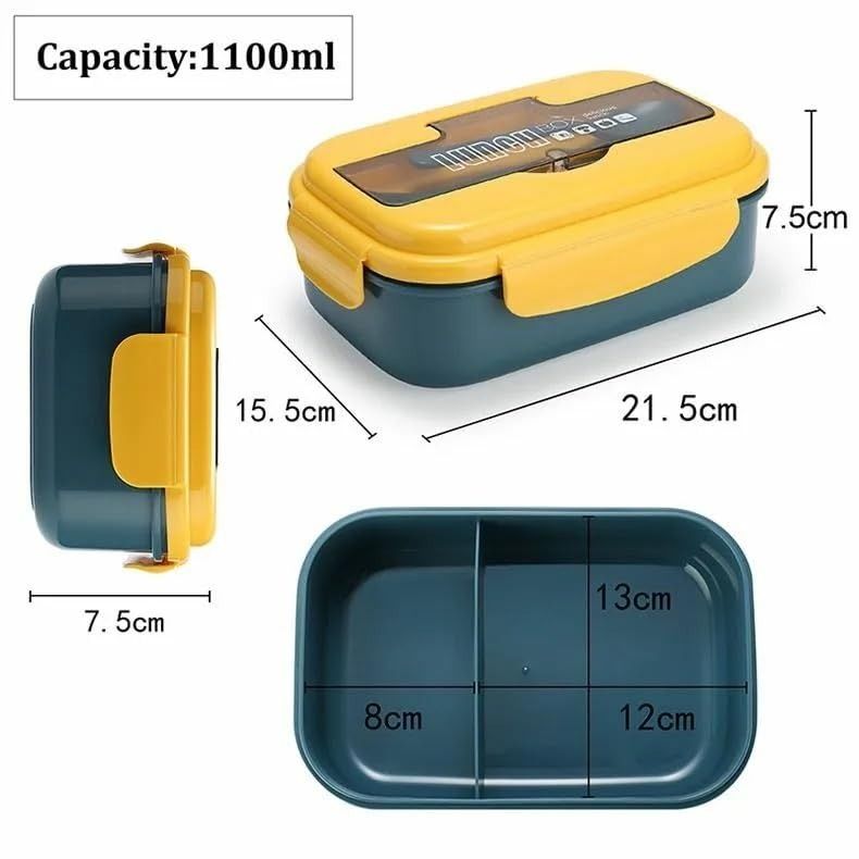 Bento Lunch Box 1100ml Leakproof Microwaveable Safe Plastic Lunch Box 2