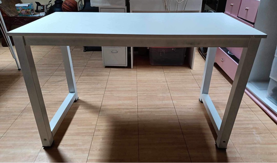 Big White Table (L120cm x W60cm), Furniture & Home Living, Kitchenware ...