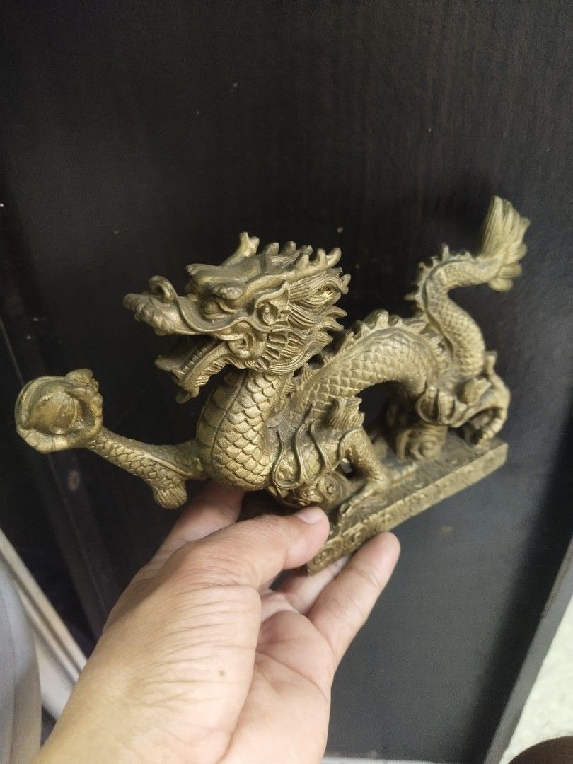Brass lucky dragon statue display, Hobbies & Toys, Memorabilia ...