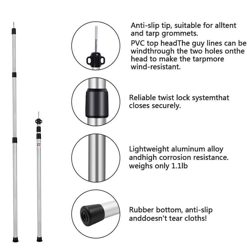 Camping Tent Pole Rod Adjustable Flysheet Pole Tent Support Stick ...