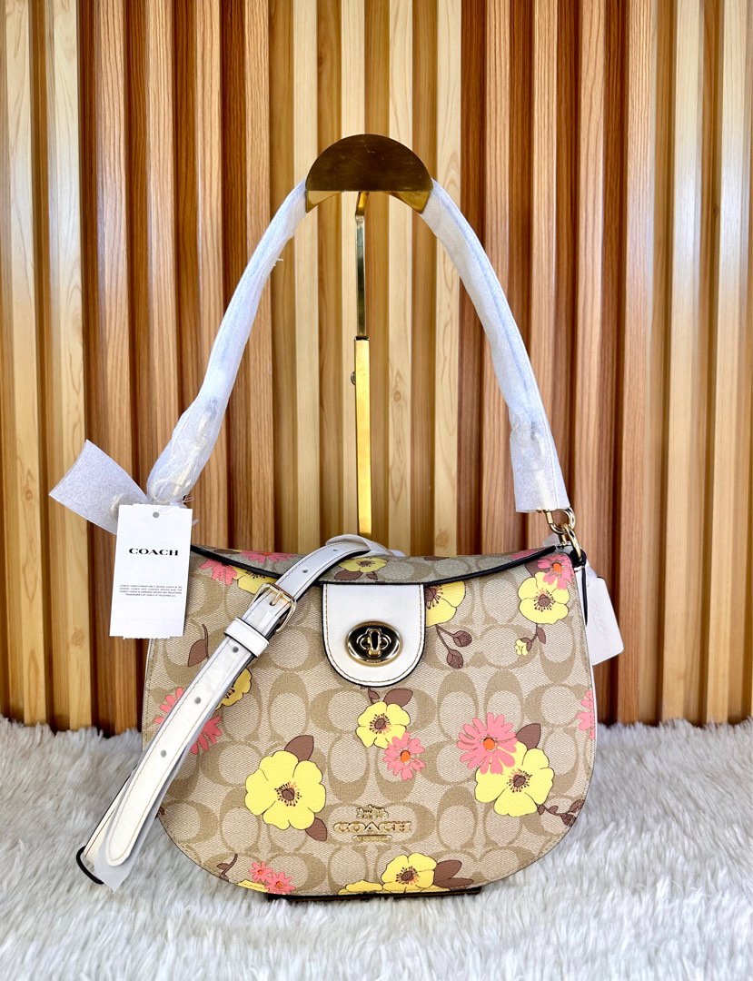 Coach Floral Half Moon Crossbody Bag, Luxury, Bags & Wallets on Carousell