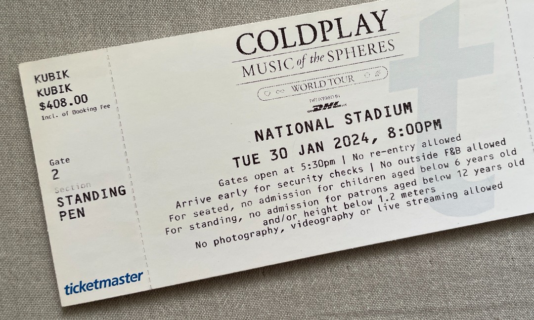 COLDPLAY 30 Jan Kubik Experience Standing (Physical Ticket x 4 ...