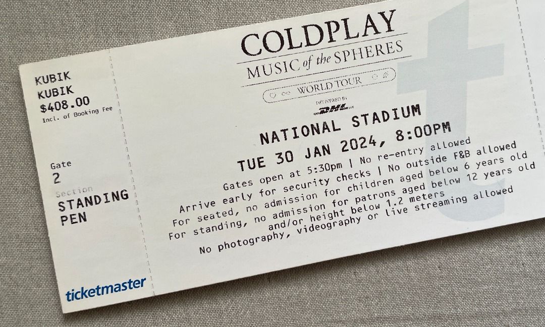 COLDPLAY 30 Jan Kubik Experience Standing (Physical Ticket x 4 ...