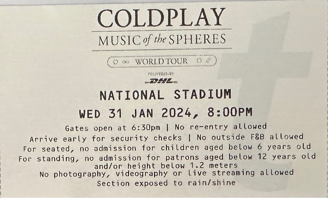 Coldplay Ticket, Tickets & Vouchers, Event Tickets on Carousell