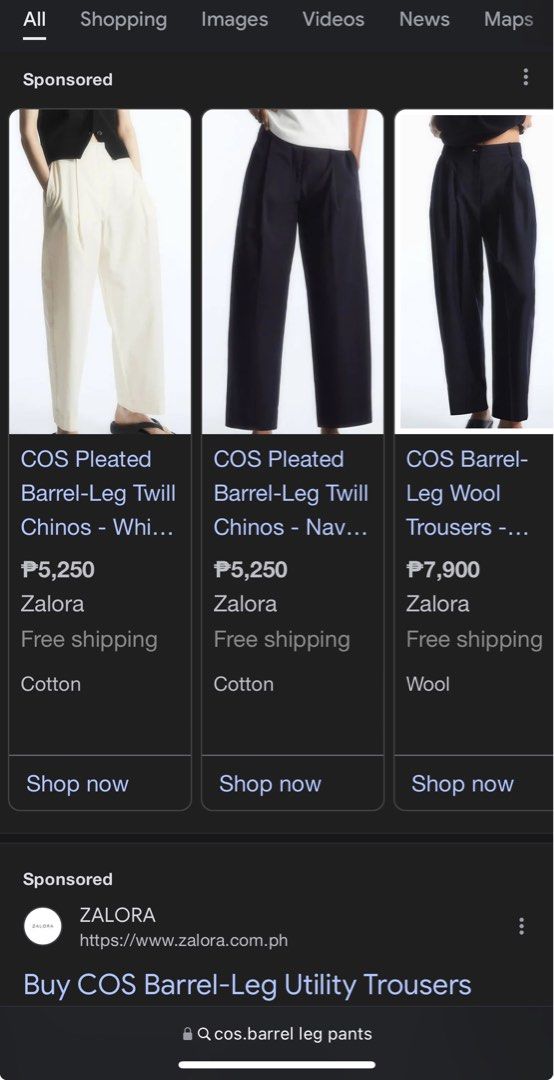 COS Barrel Leg pants, Luxury, Apparel on Carousell