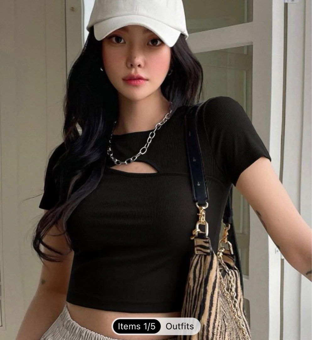 Cut Out Crop Top, Women's Fashion, Tops, Other Tops on Carousell