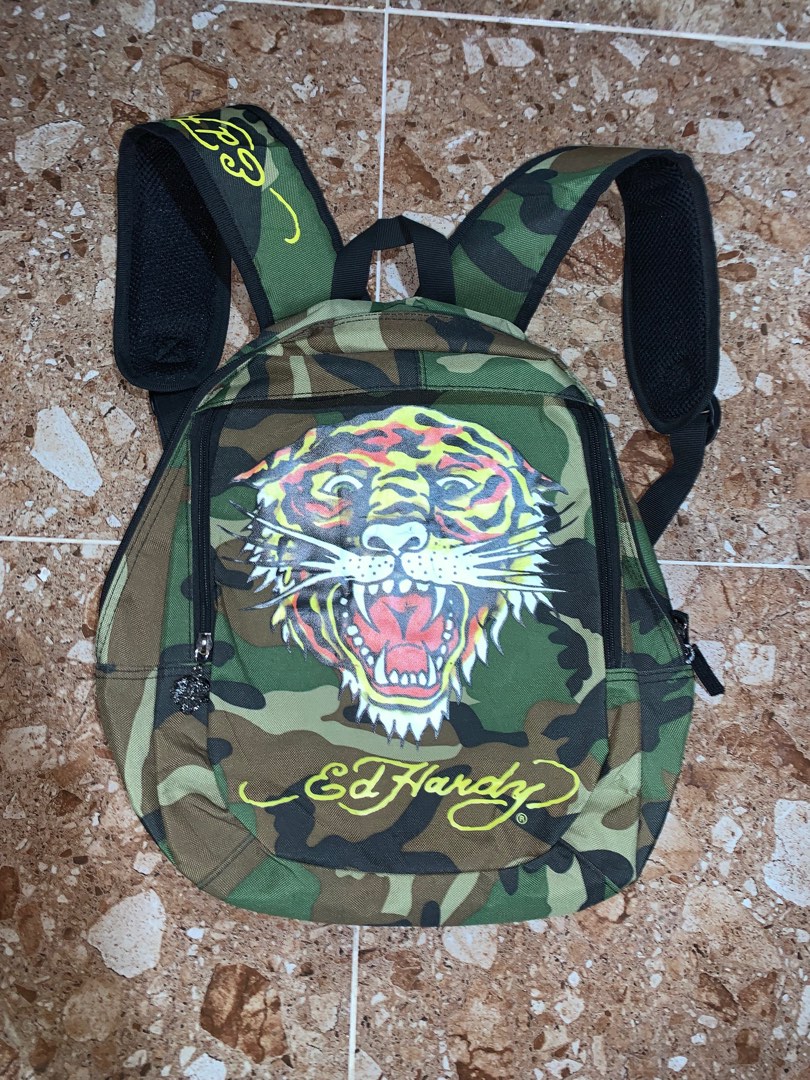 Ed hardy camou backpack, Men's Fashion, Bags, Backpacks on Carousell