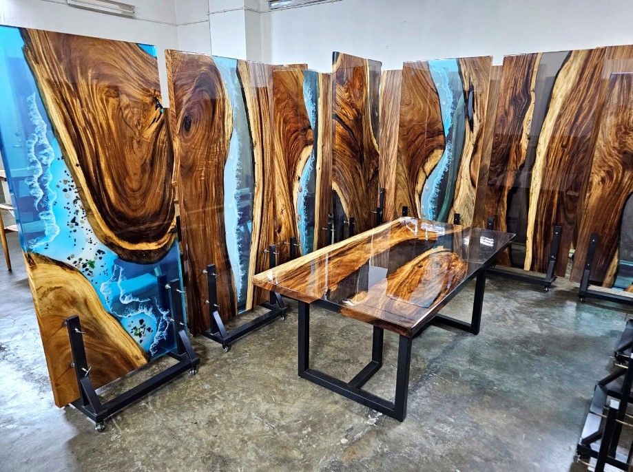 Epoxy Resin walnut wood slab table, Furniture & Home Living, Furniture ...
