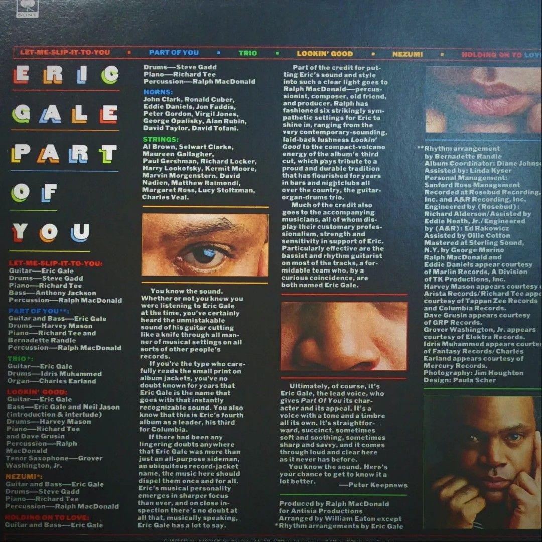 Eric Gale - 'Part of You' Vinyl Record LP - Smooth Jazz Excellence ...