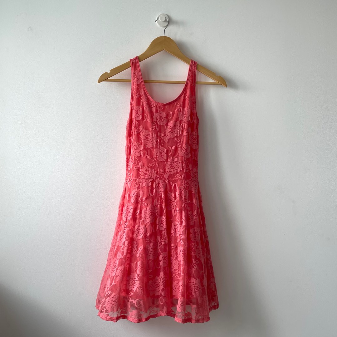 Factorie - Deep coral flora lace fit and flare cocktail dress, Women's ...