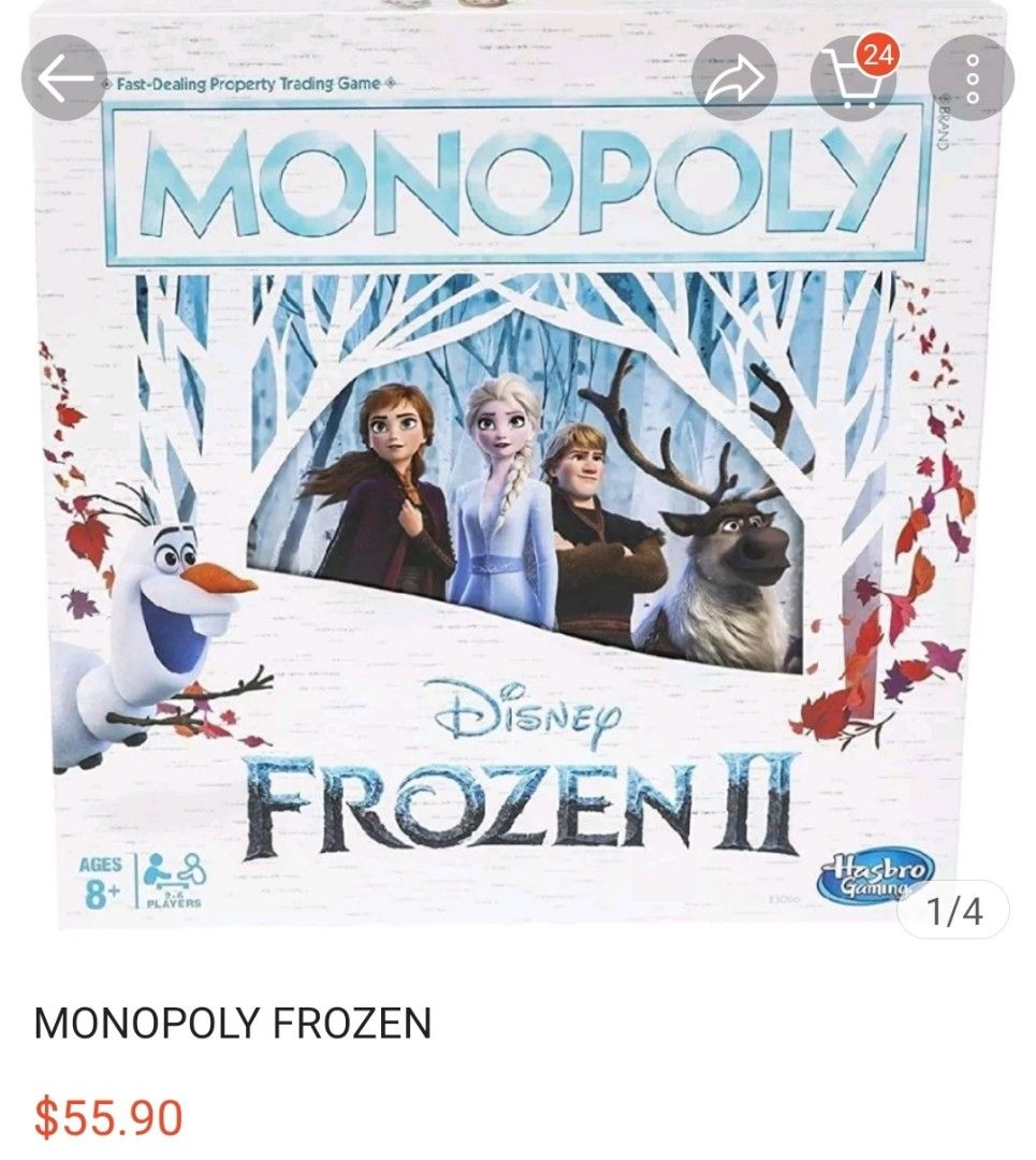 Frozen Monopoly, Hobbies & Toys, Toys & Games on Carousell