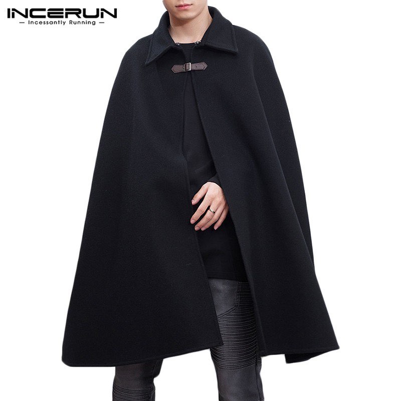 Incerun Black Cape with Buckle - Perfect for DnD Dress Ups, Men's ...