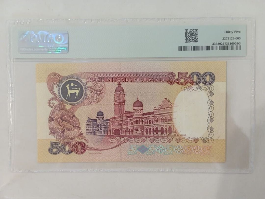 Malaysia RM500 Jaffar Hussein PMG35 rare note, Hobbies & Toys ...
