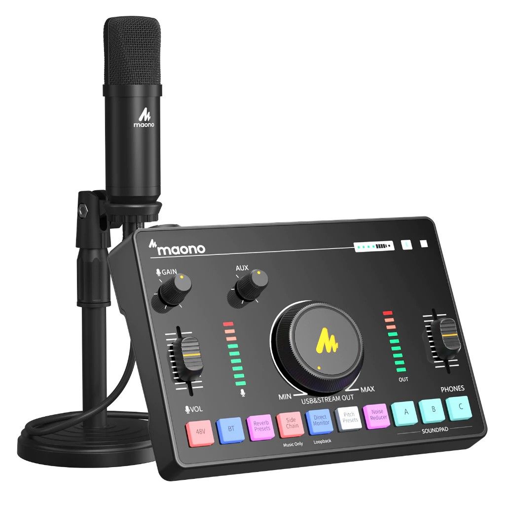 Maono amc2 neo sound card mixer 48v phantom power, Audio, Portable ...