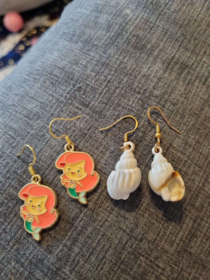 Mermaid and seashell ear rings, Women's Fashion, Jewelry & Organisers ...