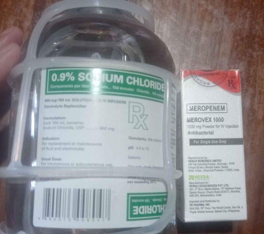 Meropenem Merovex 1000 with Free Sodium Chloride, Health & Nutrition ...