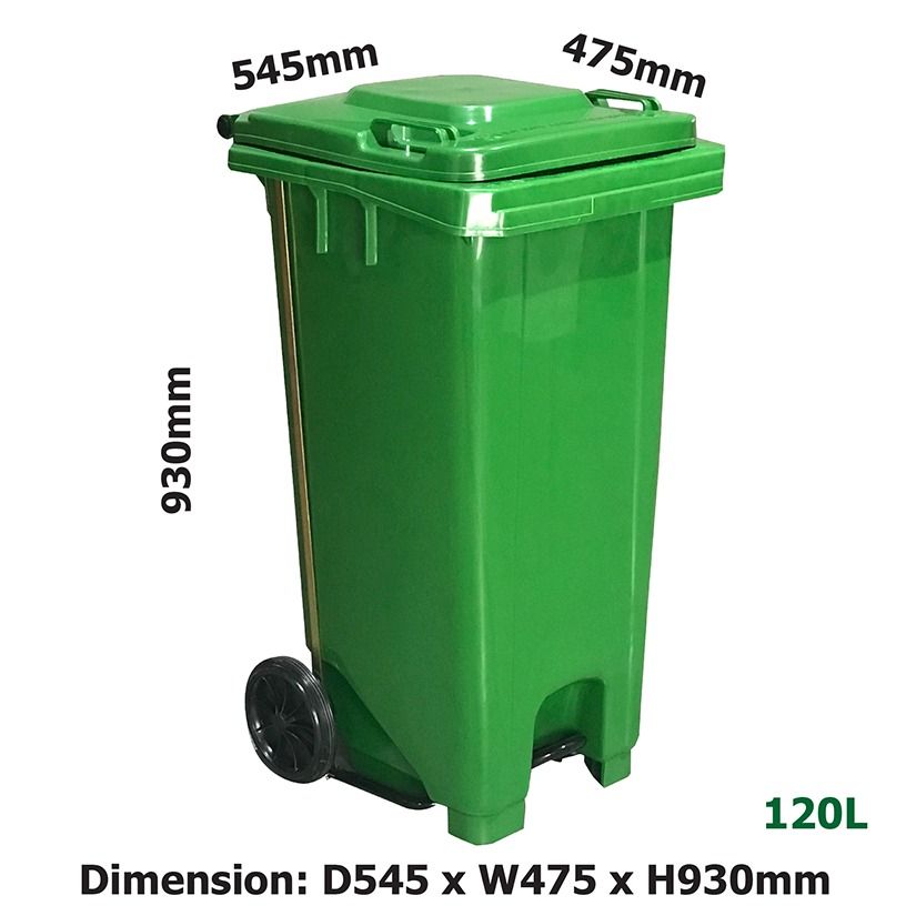 MGB Integrated Foot Pedal Waste Bin, 120L, 240L & Colours, Trash Bin ...
