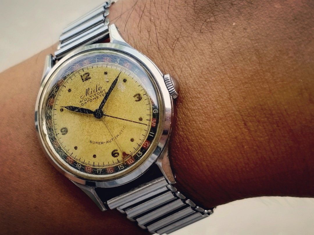 Mido Multifort Datometer super automatic patina dial pointer date omega ...