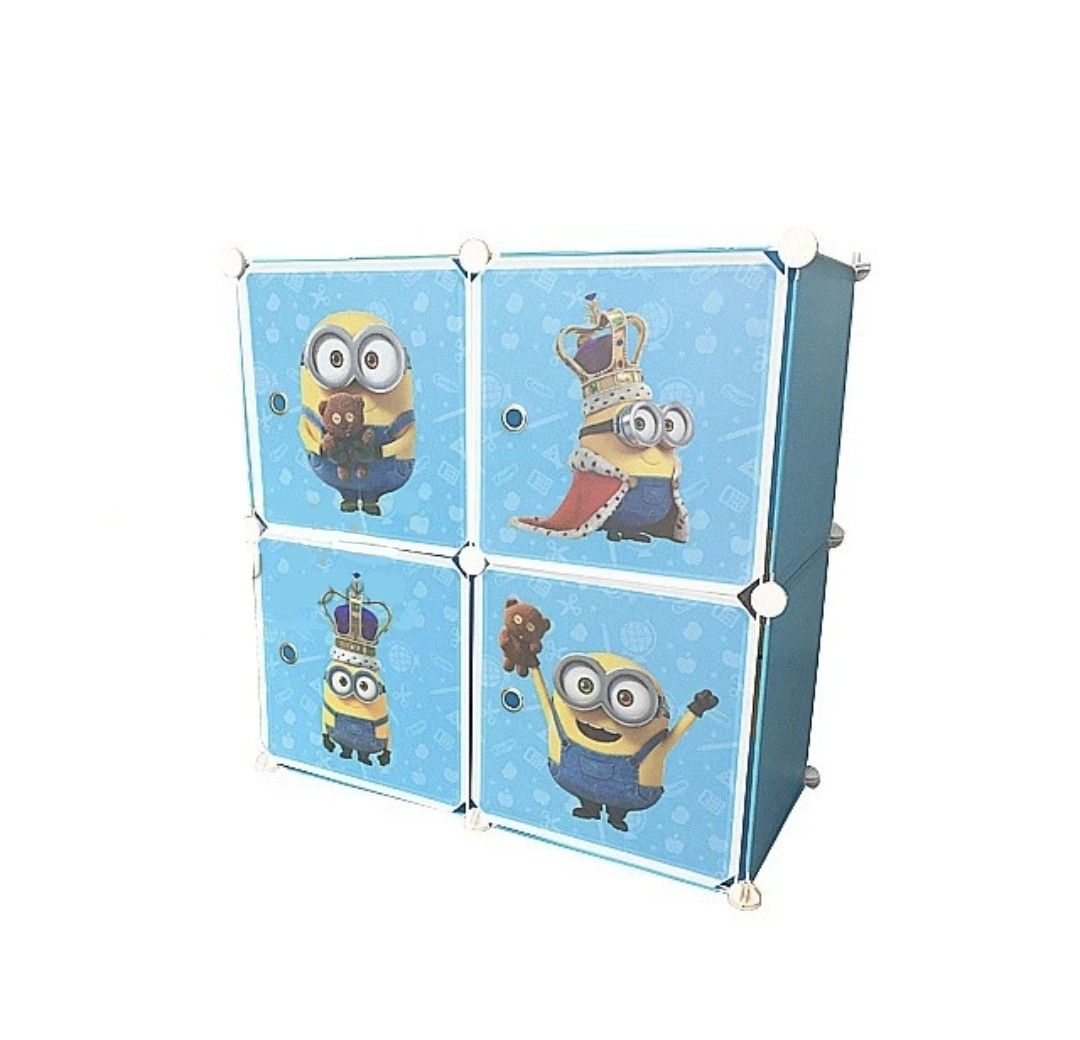 Minions 4 Cubes DIY Stackable Storage Box Cabinet Rack Organize ...