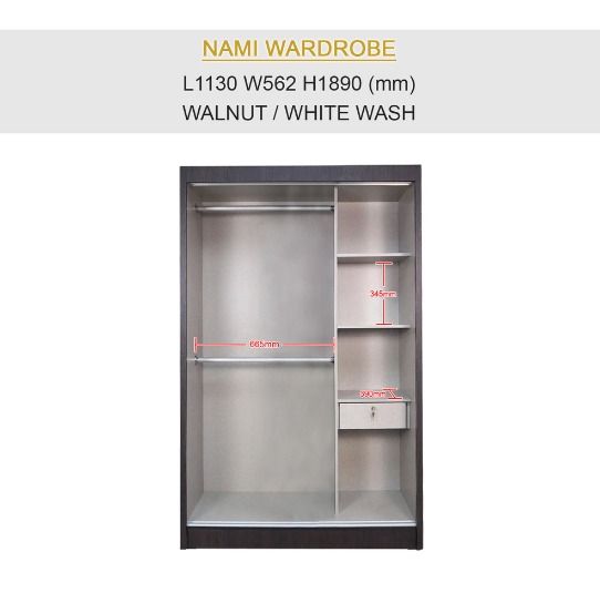Nami Series 4 Feet Sliding Door Wardrobe In 3-D Laminated Finish ...