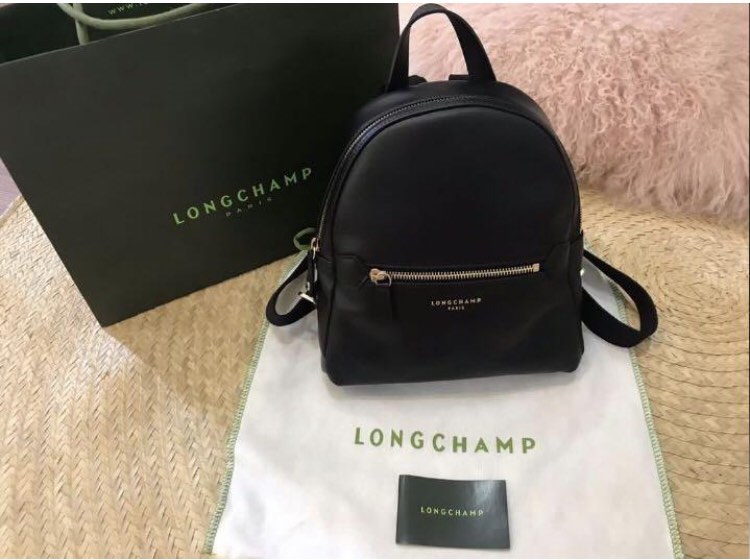New Authentic LONGCHAMP Black Leather Small Backpack Bag Pack Gold Hw ...