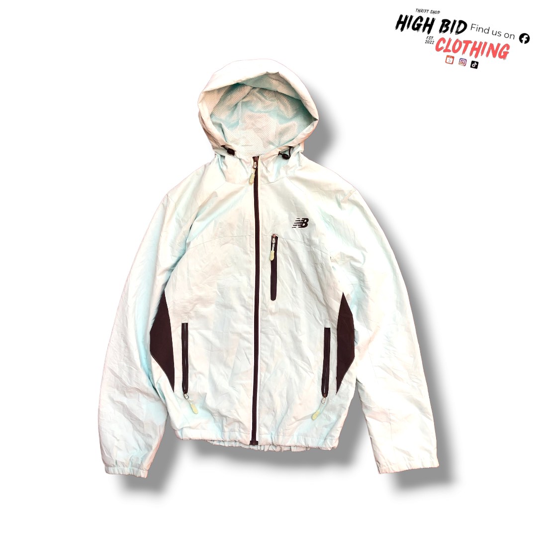 NEW BALANCE WINDBREAKER HOODIE JACKET , LIGHT BLUE AND BLACK, Men's ...