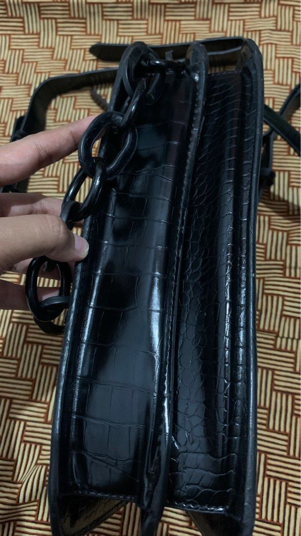ORIGINAL Charles & Keith Black Croco, Fesyen Wanita, Tas & Dompet di ...
