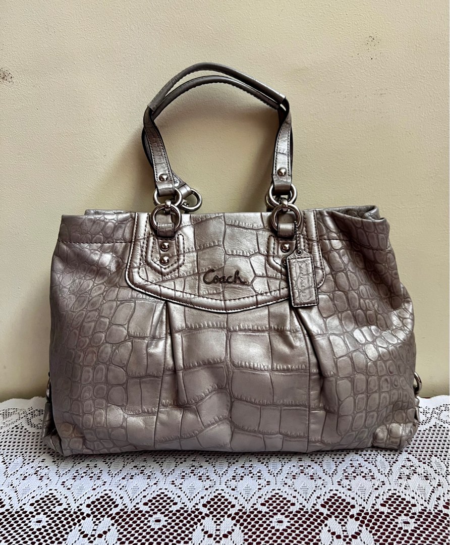 Original Coach Ashley Moc Croc Leather Satchel Bag not Dooney Spade ...