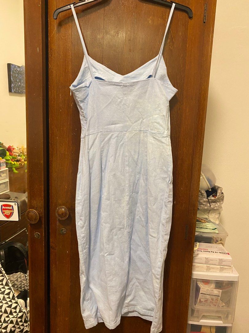 Pomelo - White washed baby blue mini dress, Women's Fashion, Dresses ...