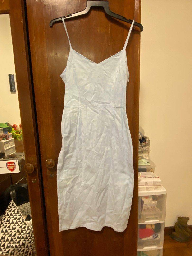 Pomelo - White washed baby blue mini dress, Women's Fashion, Dresses ...