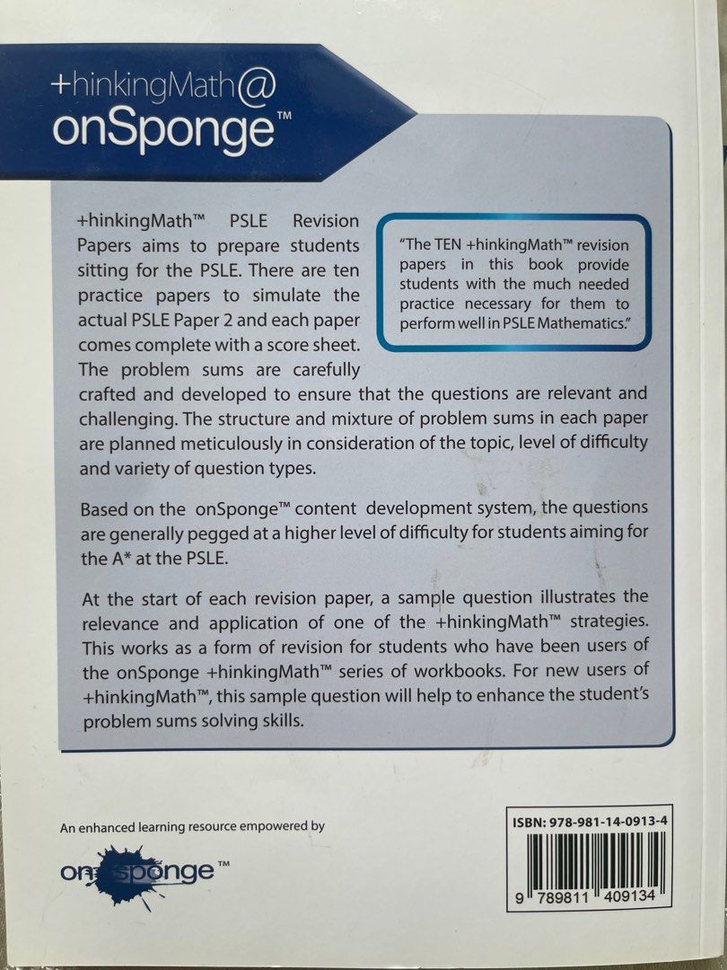 Primary 6 Mathematics Text 6A and 6Book , OnSponge Maths Revision Paper, Hobbies & Toys, Books ...