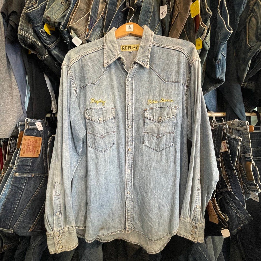 Replay Italy Denim Chainstitch Western Shirt, Men's Fashion, Coats ...