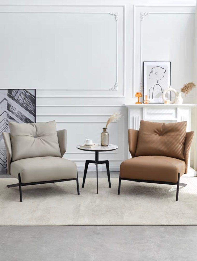 RICH Modern Leather Lounge Chair, Furniture & Home Living, Furniture ...