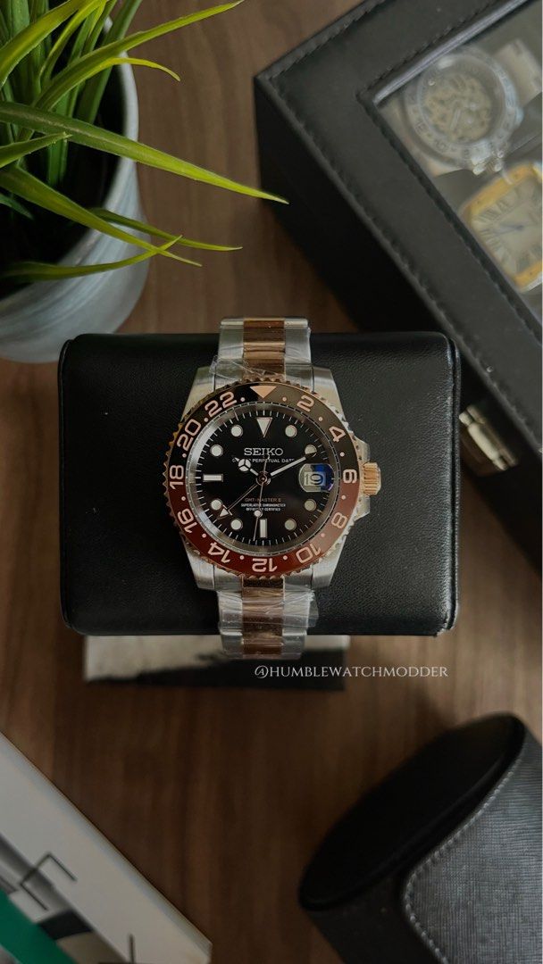 Seiko Two Tone Rootbeer GMT mod, Luxury, Watches on Carousell