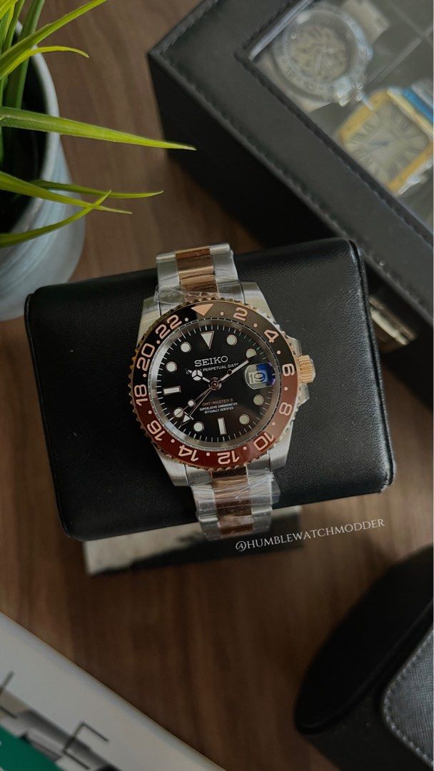 Seiko Two Tone Rootbeer GMT mod, Luxury, Watches on Carousell