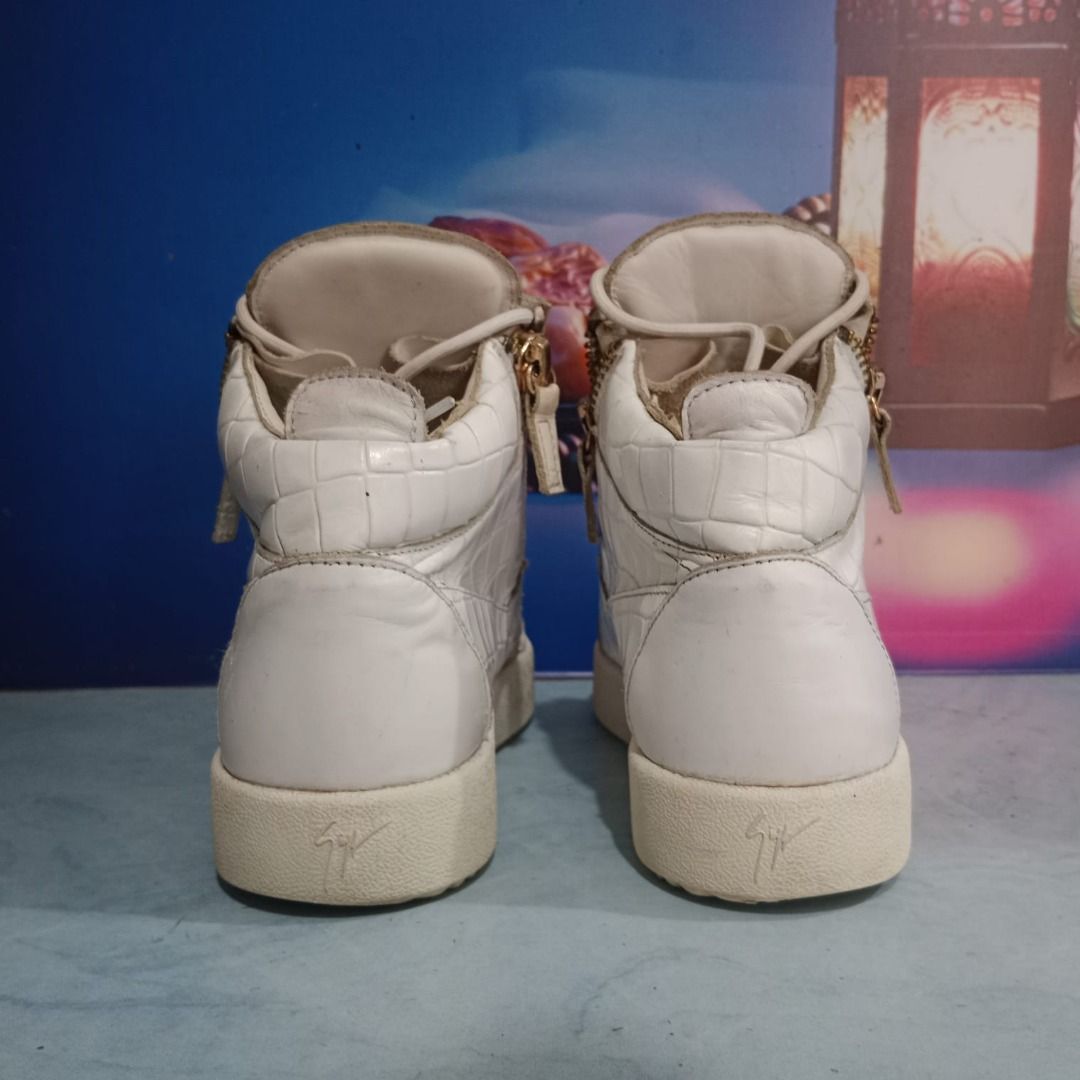 Sepatu SATCHI Giuseppe Zannoti Crocodile Hi-top Leather White Ukuran 41 ...