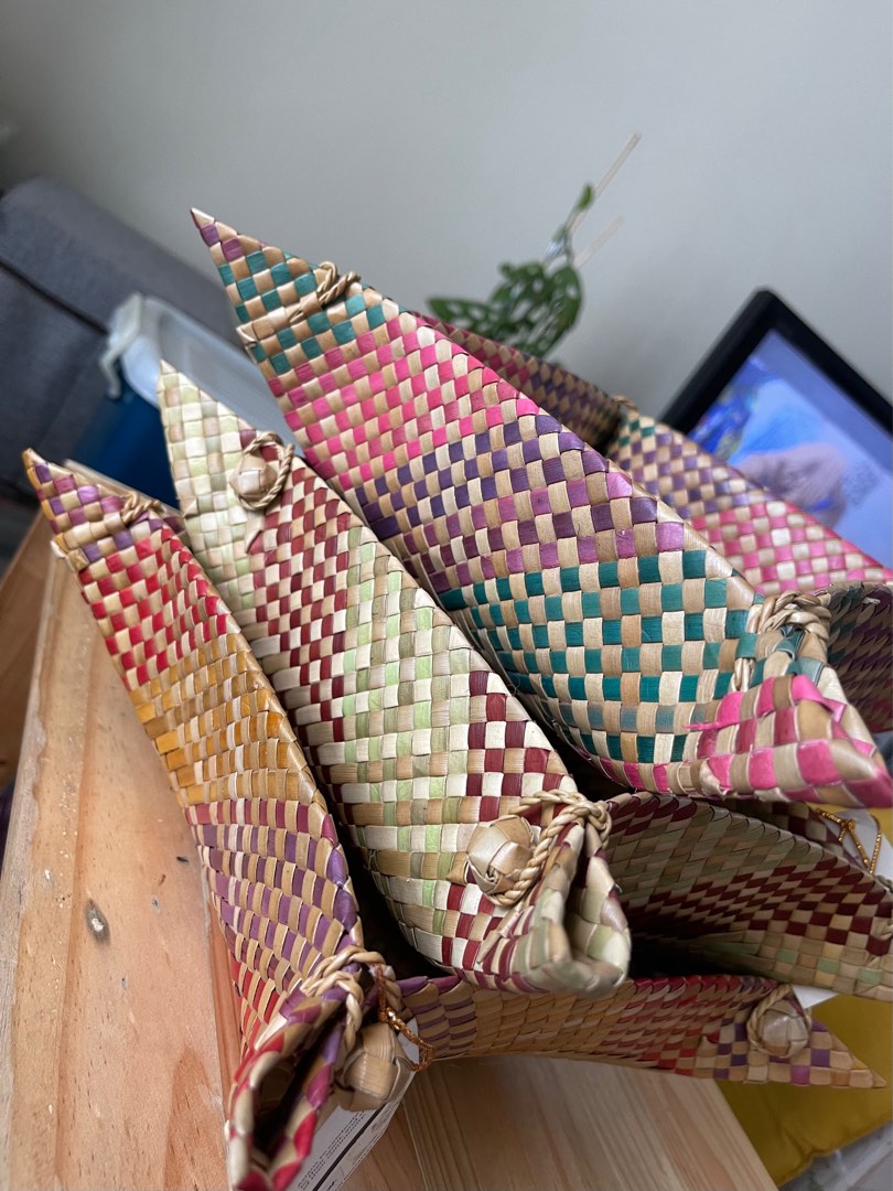 Set of 3: Collapsible Native Banig Handicraft Square Fruit Tray Set ...