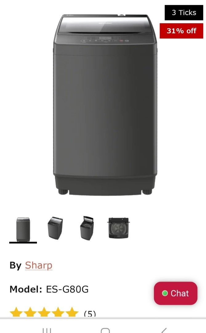 Sharp washing machine ESG 80G FREE DELIVERY, TV & Home Appliances, Washing Machines and Dryers ...