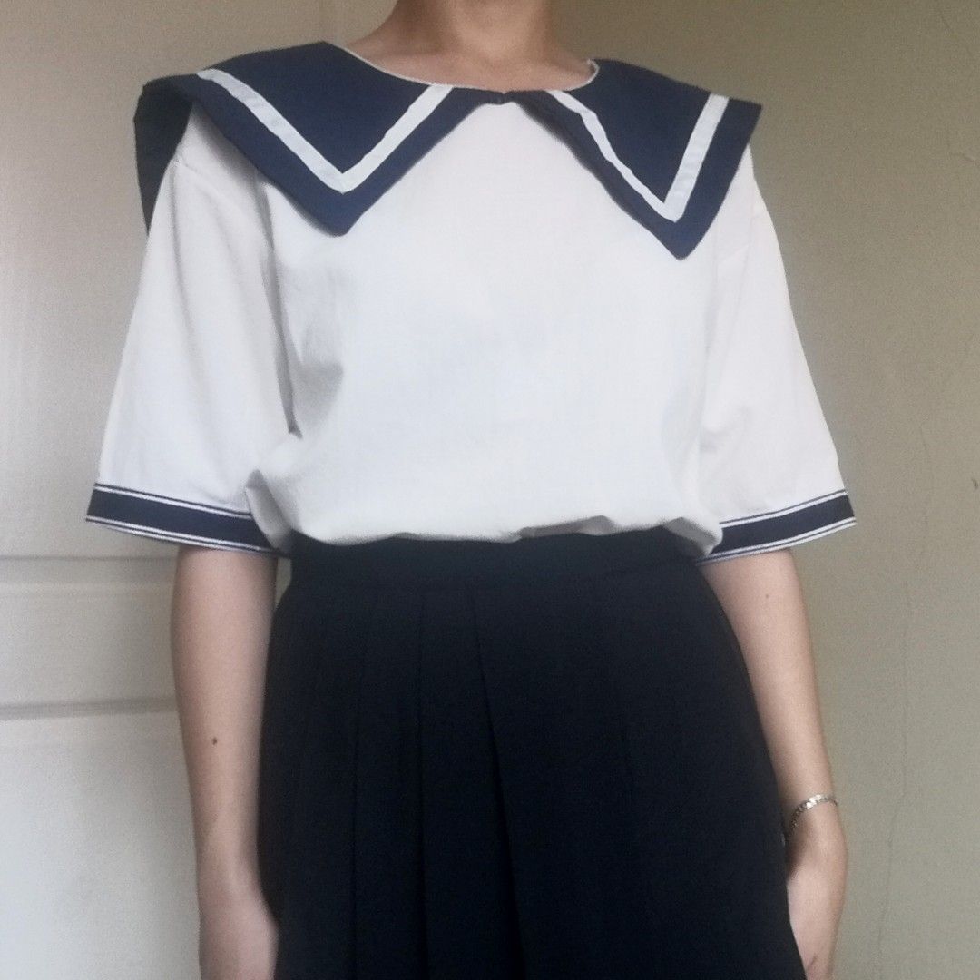 [Shopee] Japan Navy Blue Sailor Set, Women's Fashion, Dresses & Sets ...