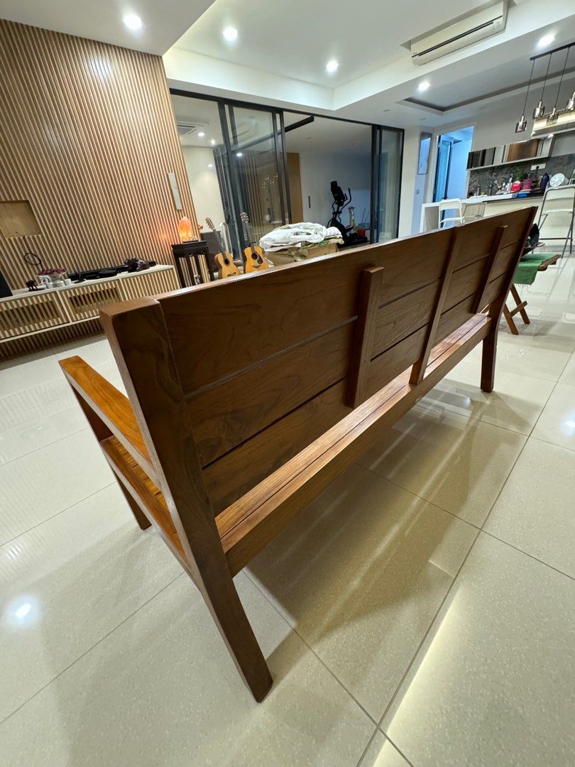 Solid Nyatoh Wooden Bench / Full Body Day Bed with cushion (Rare ...