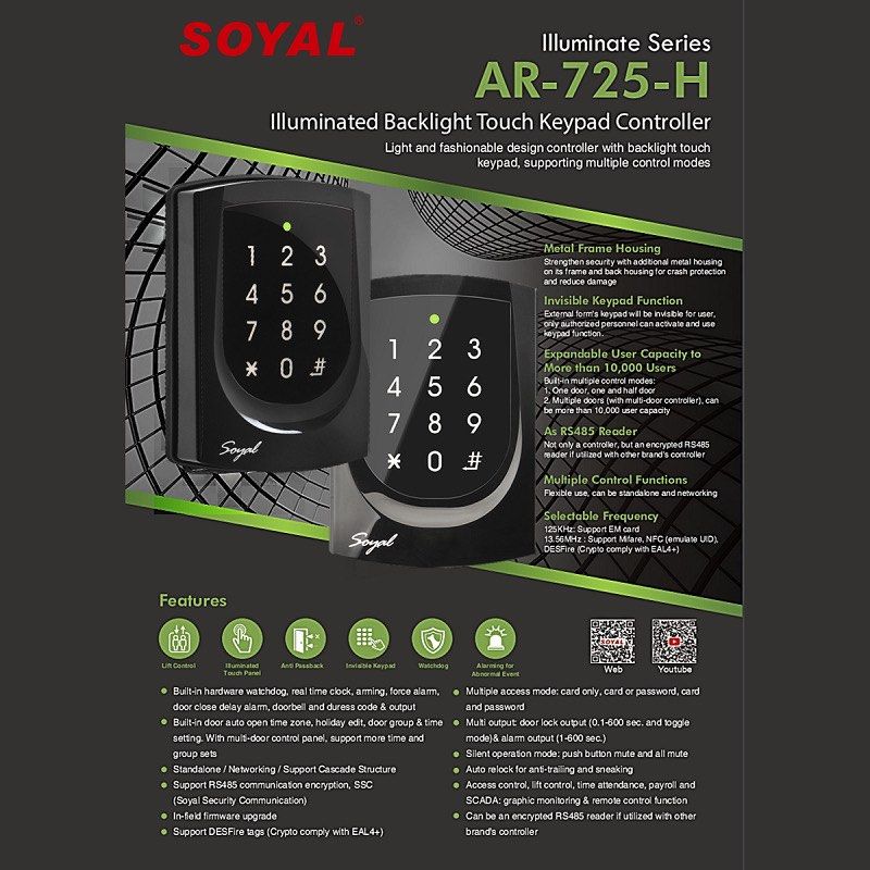 Soyal Access Control Door Access Touch Screen Reader Controller Ar