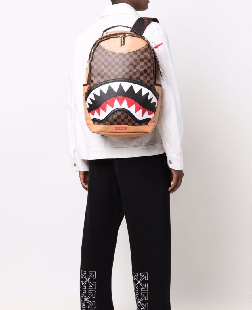 Sprayground checkerboard Shark print Backpack Limited Edition, Luxury ...