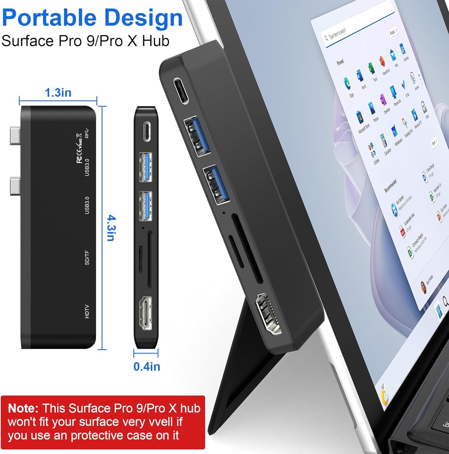 Surface Pro 9 Docking Station with 4K HDMI, USB-C Thunerbolt 4 (8K@30Hz ...