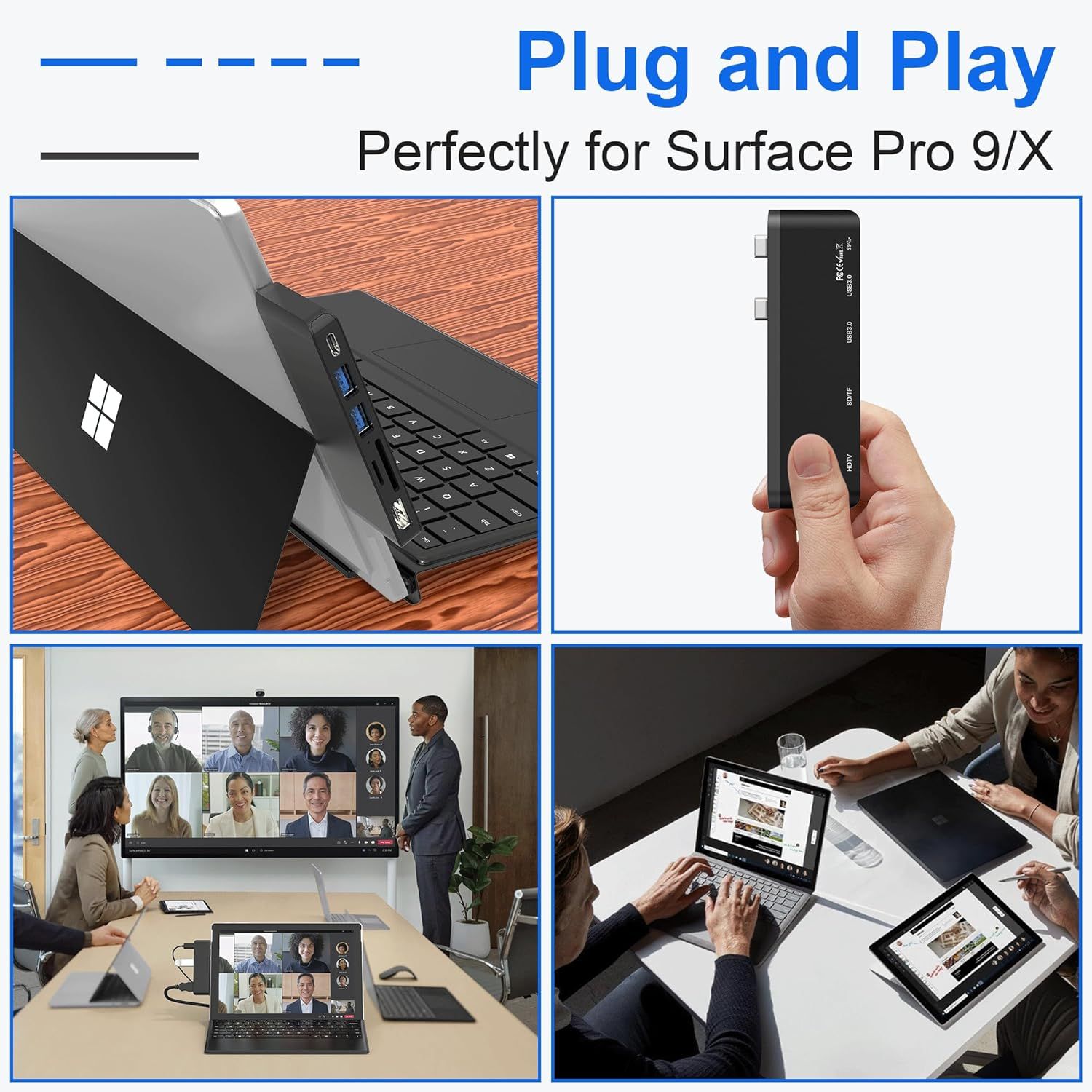Surface Pro 9 Docking Station with 4K HDMI, USB-C Thunerbolt 4 (8K@30Hz ...