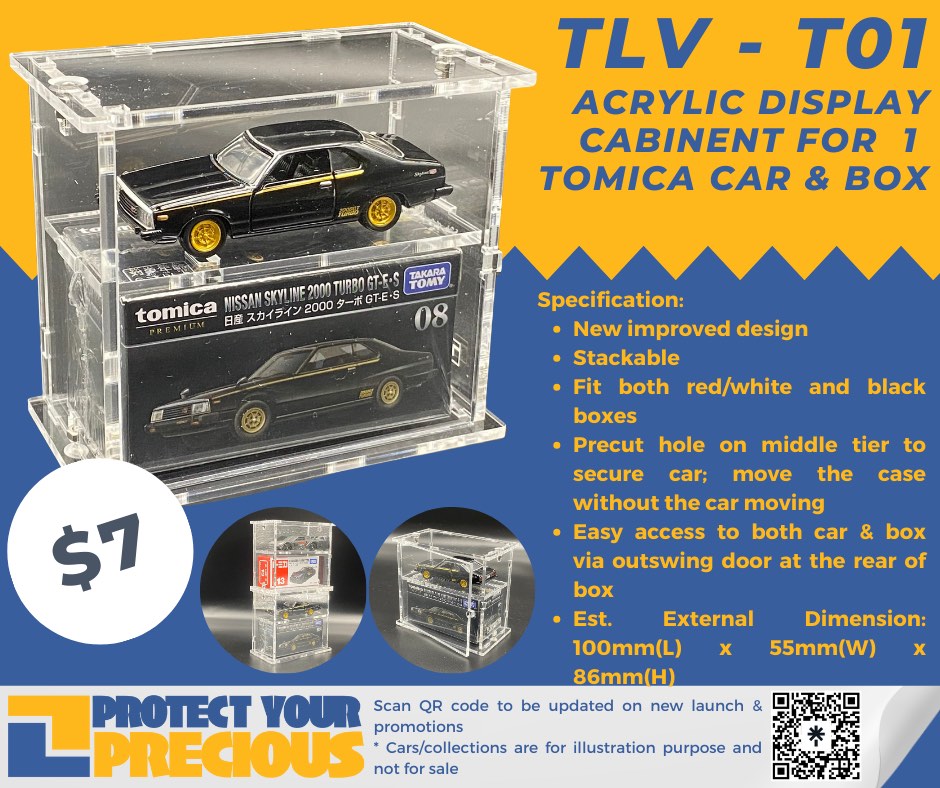 [In Stock] TLV - T01 Acrylic Display Cabinet For 1 x Tomica Car & Box ...