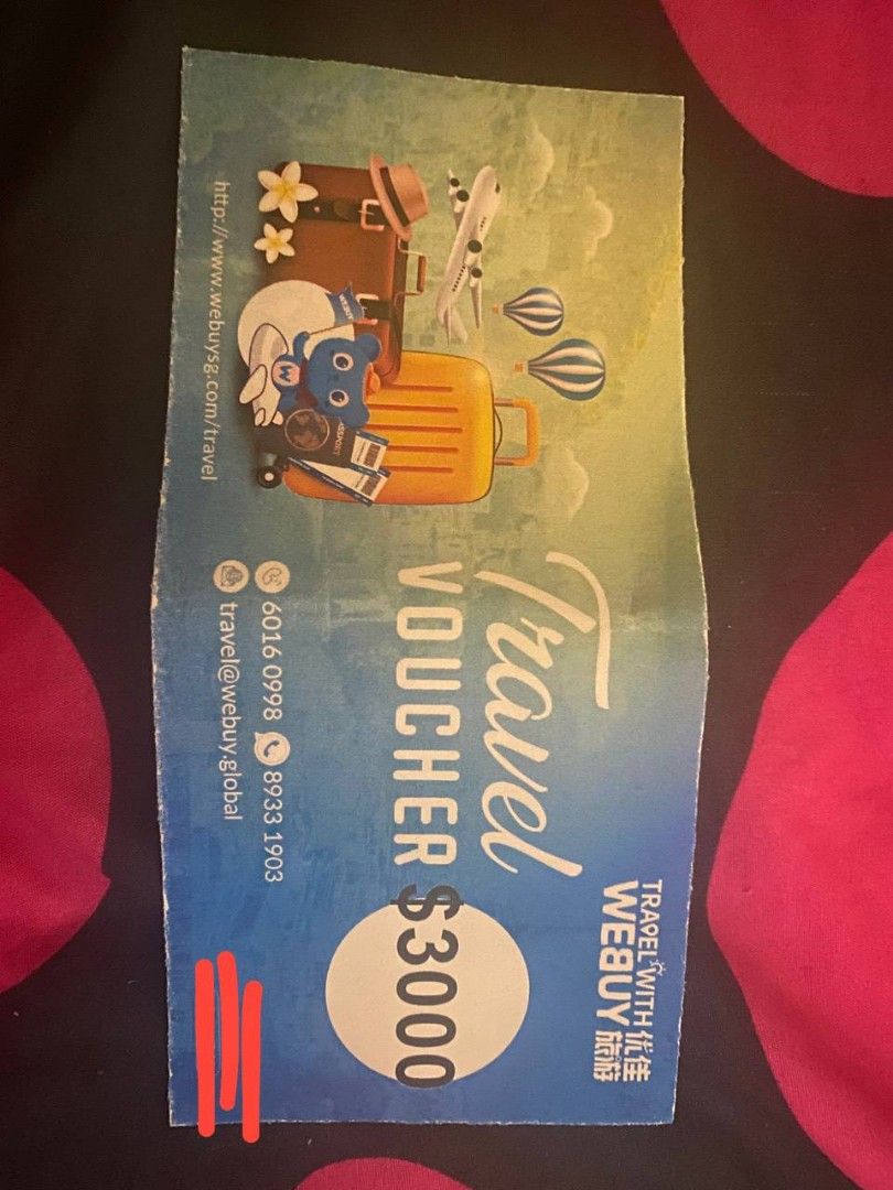 Travel With WEBUY $3,000 voucher, Tickets & Vouchers, Vouchers on Carousell