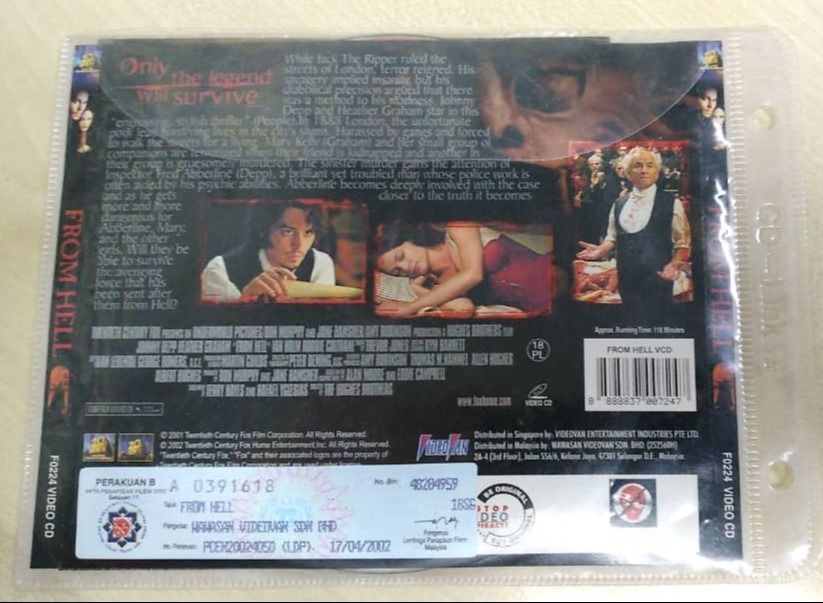 VCD - FROM HELL (2001), Hobbies & Toys, Music & Media, CDs & DVDs on Carousell