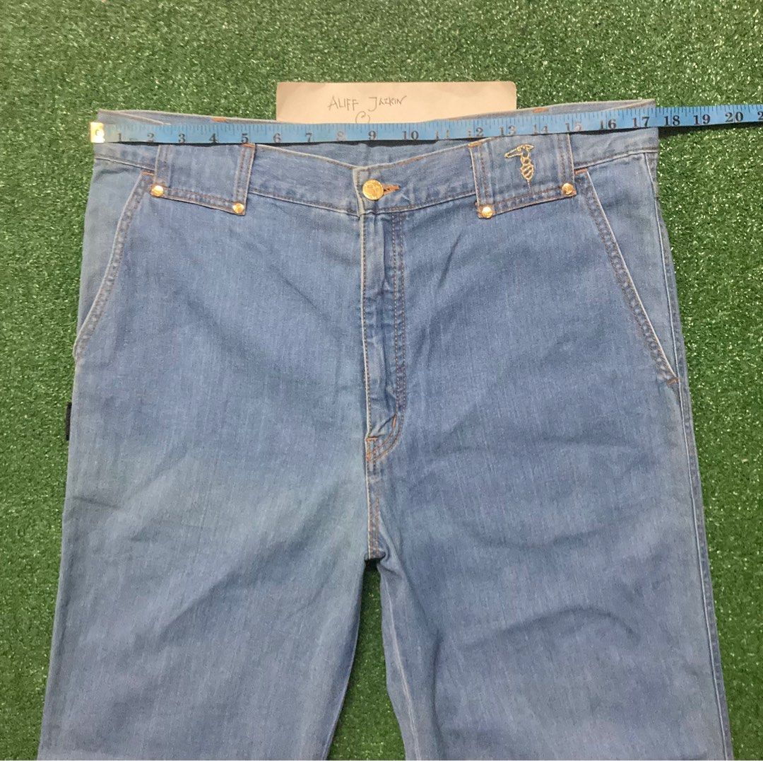 Vintage Trussardi Embroidery Logo Denim Trousers Pants, Men's Fashion ...