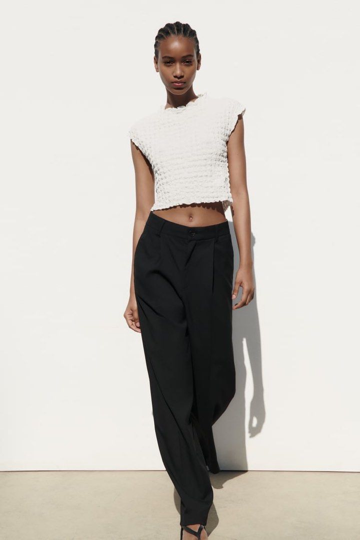 ZARA Textured Top, Women's Fashion, Tops, Blouses on Carousell